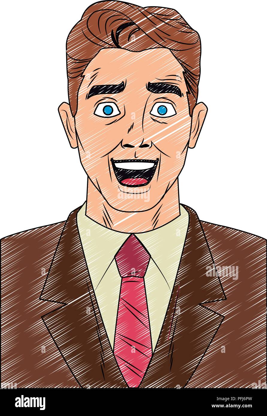 Businessman pop art cartoon scribble Stock Vector Image & Art - Alamy