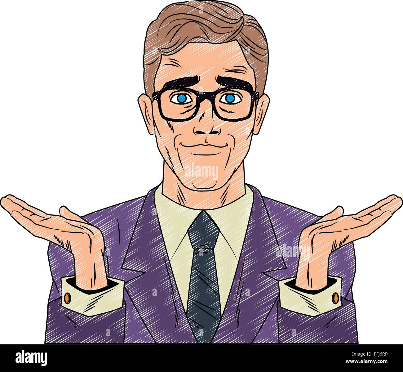 Businessman pop art cartoon scribble Stock Vector Image & Art - Alamy