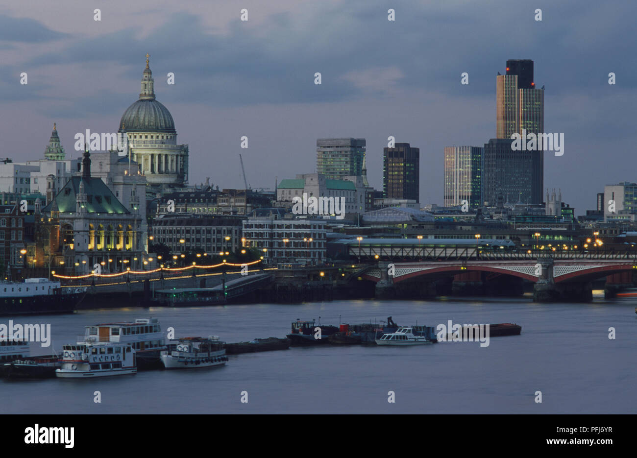 Great Britain, England, London, riverside view of St. Paul's Cathedral ...
