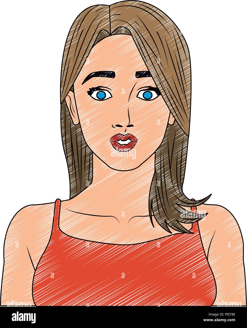 Woman profile pop art cartoon scribble Stock Vector Image & Art - Alamy