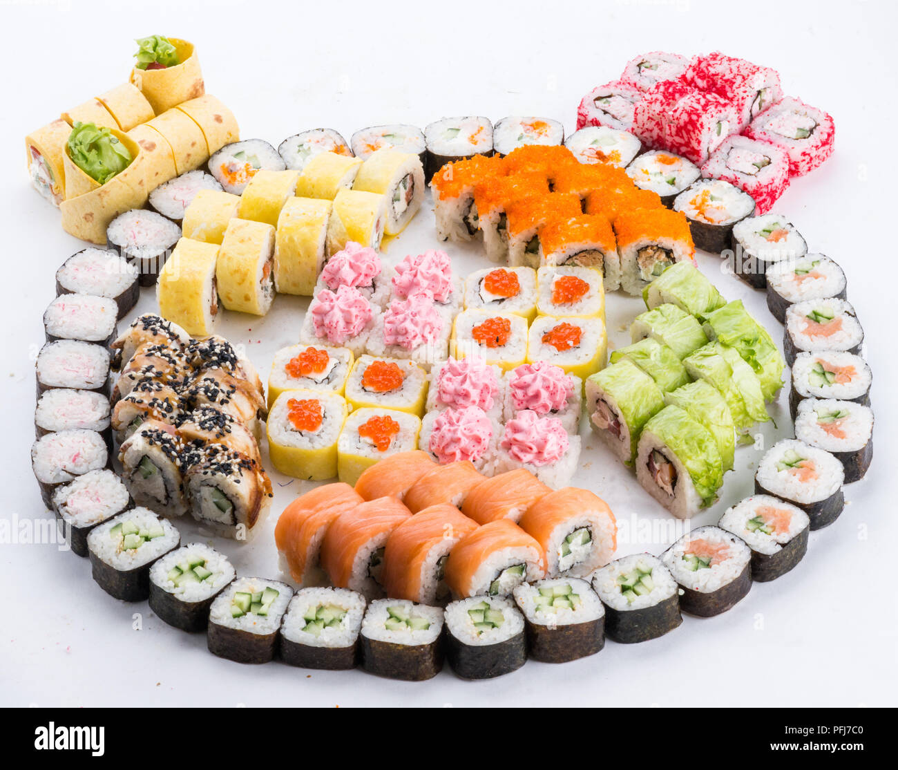 Japanese food restaurant, sushi maki gunkan roll plate or platter set ...