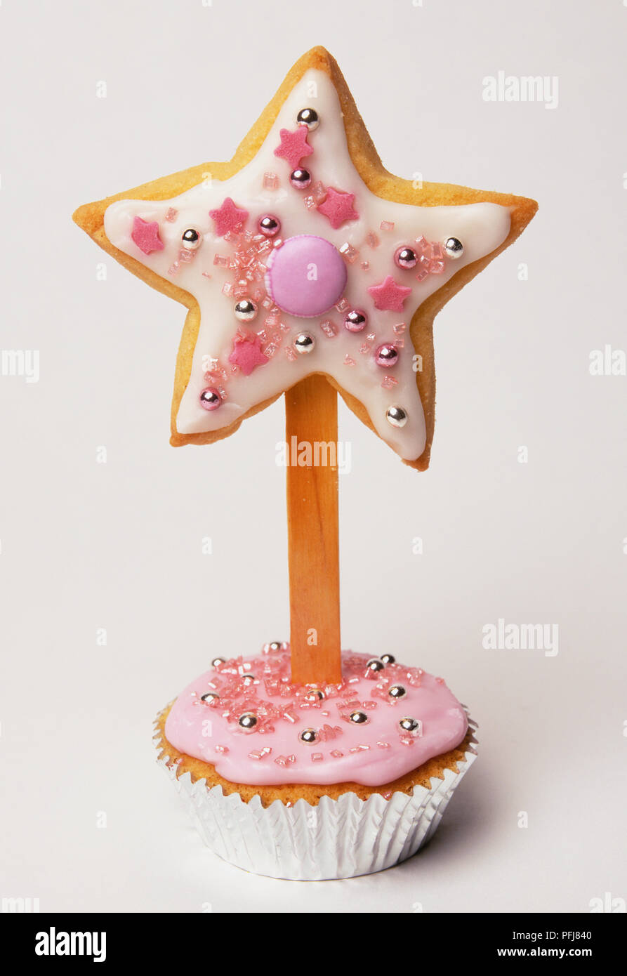 'Magic wand' created from star-shaped biscuit on a stick inserted into ...