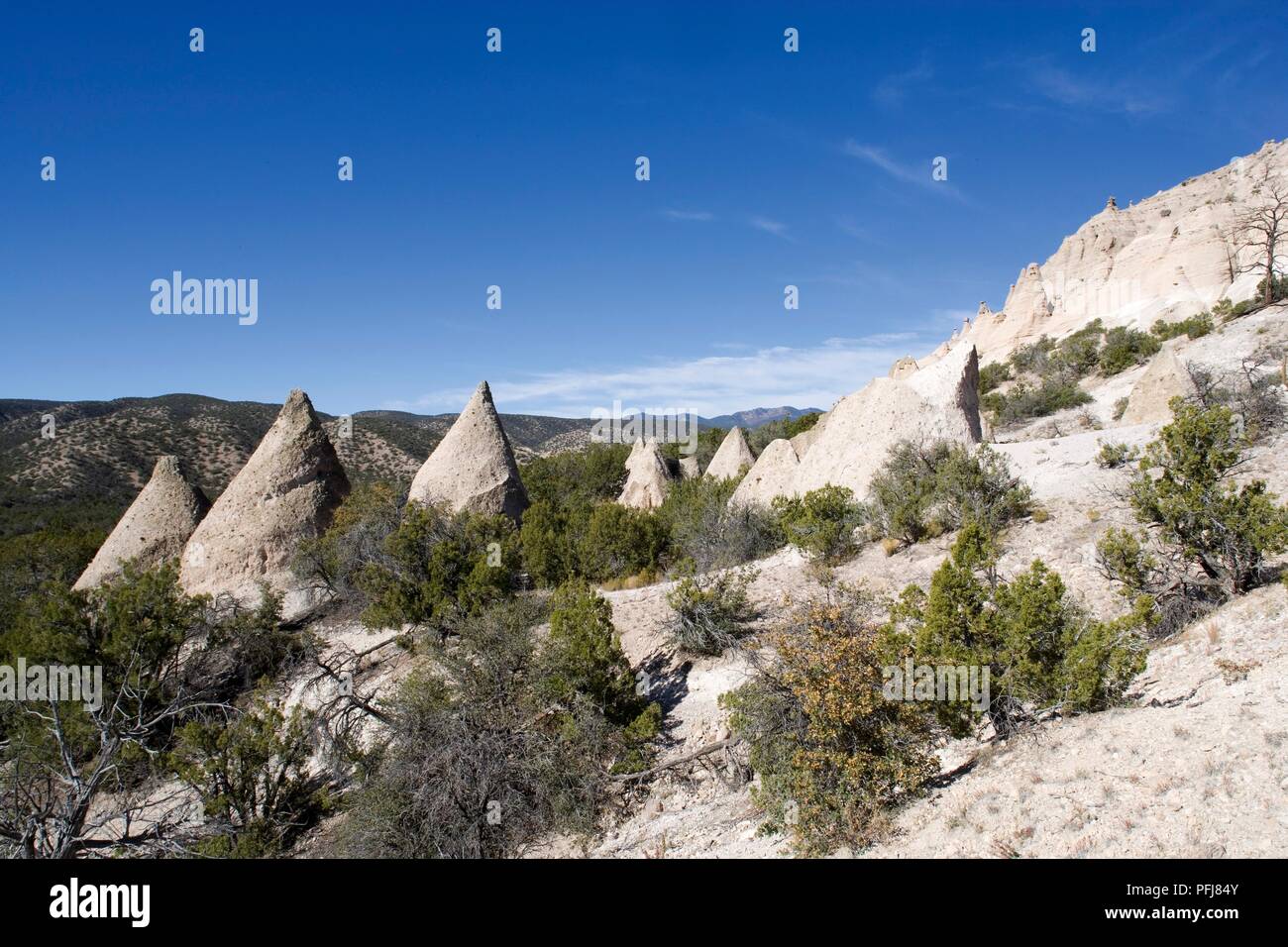 USA, New Mexico, Santa Fe, Kasha-Katuwe Tent Rocks National Monument ...