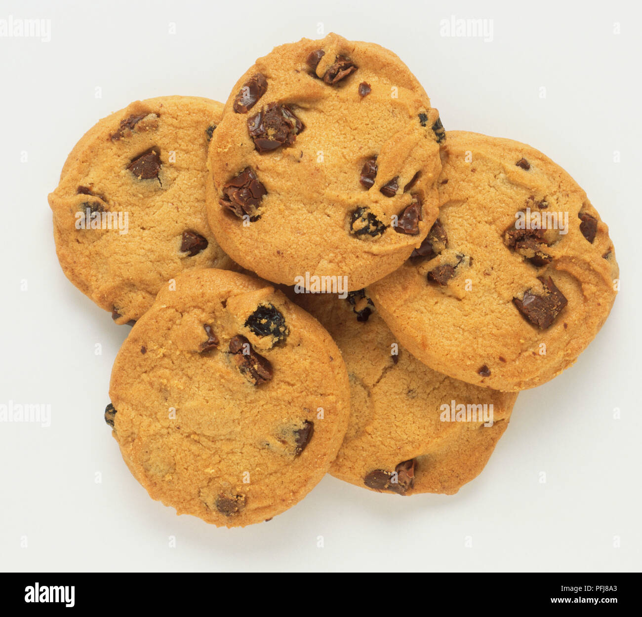 Five chocolate-chip biscuits Stock Photo - Alamy