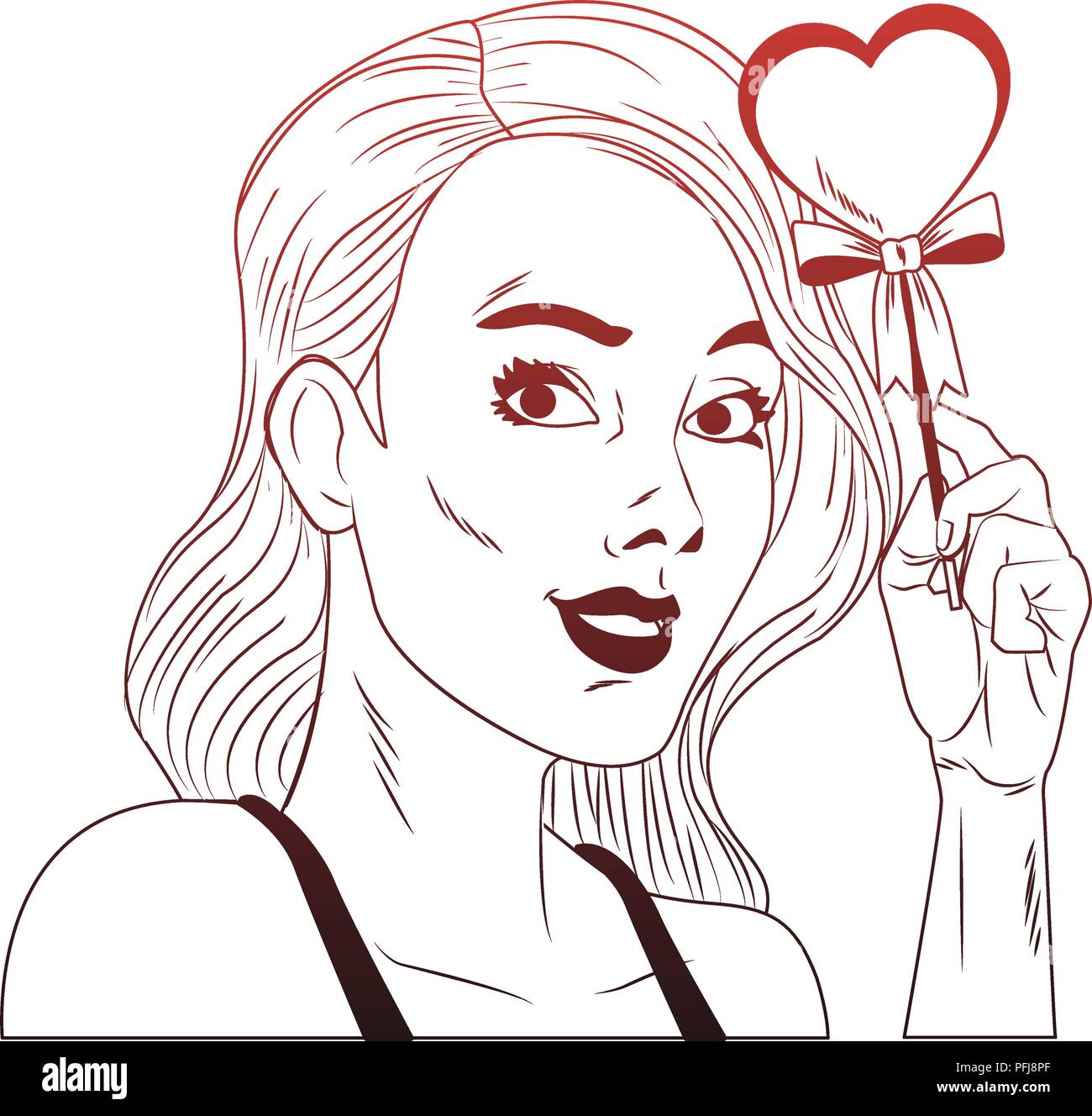 Woman profile pop art cartoon red lines Stock Vector Image & Art - Alamy