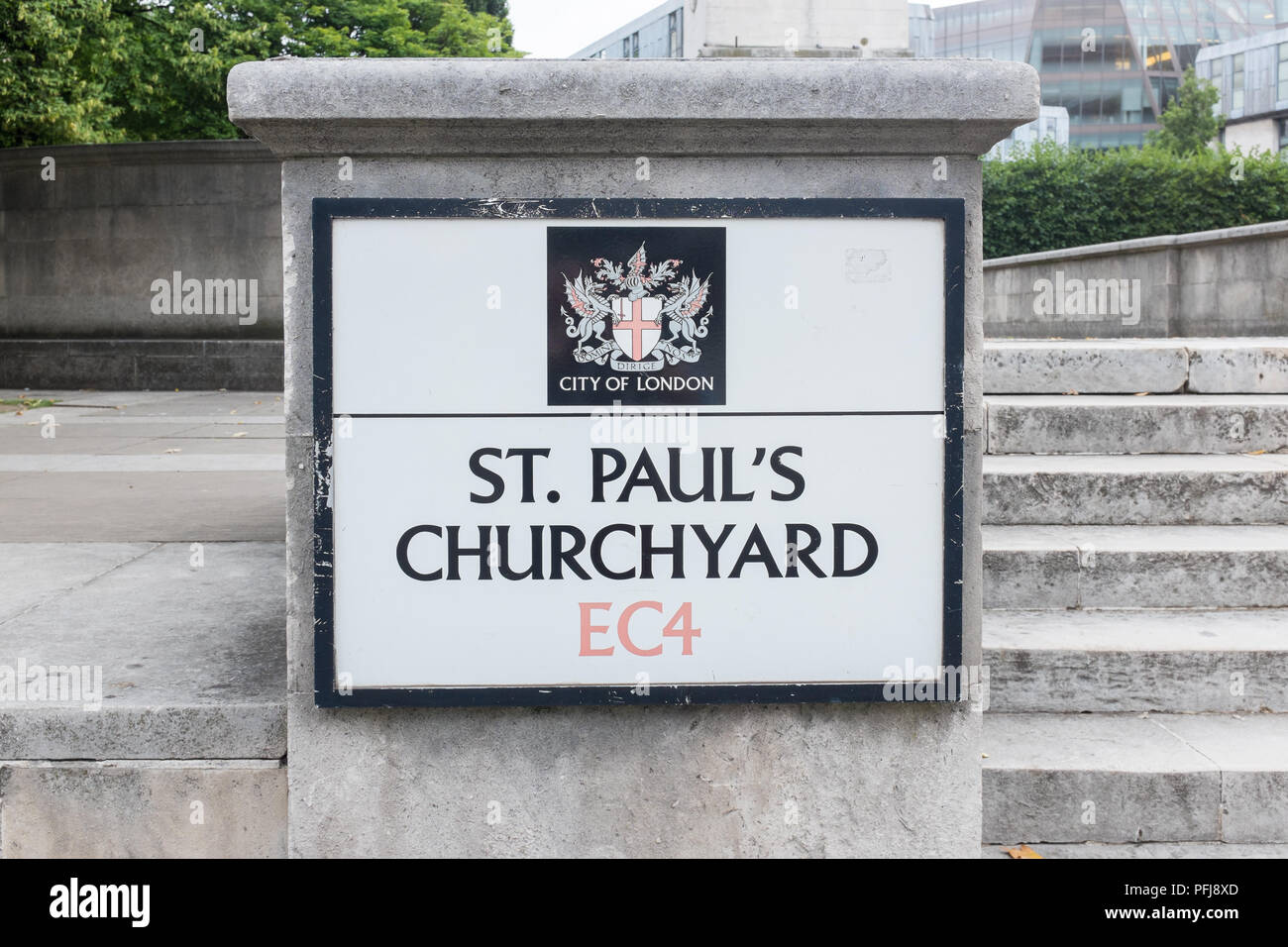 Street sign for St Paul's Churchyard in the City of London Stock Photo ...