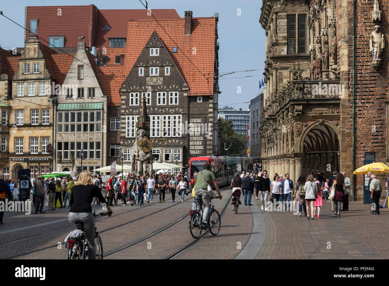 The Marktplatz in the Altstadt (Old Town) of Bremen in northeast ...
