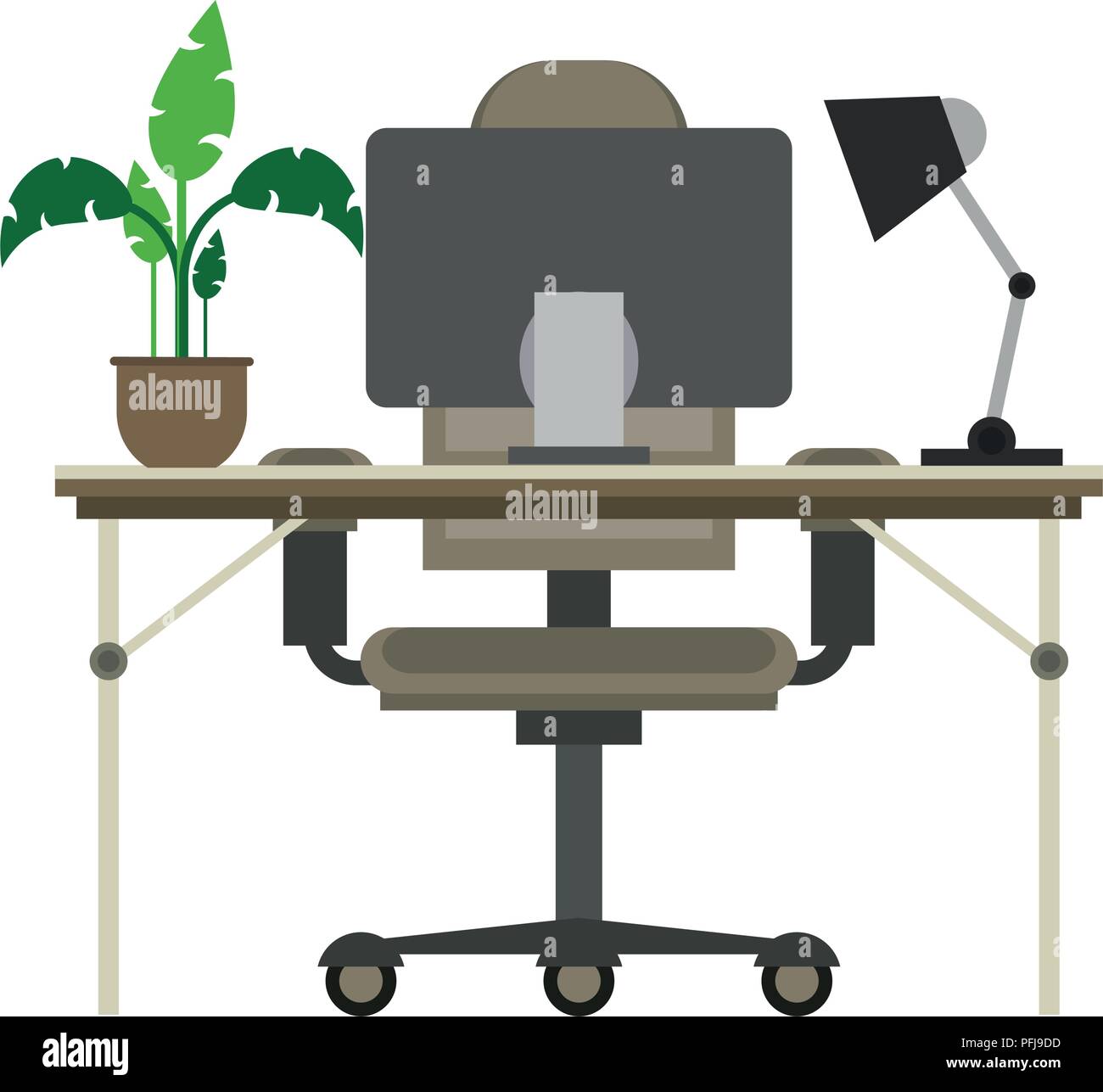 Office with computer Stock Vector Image & Art - Alamy