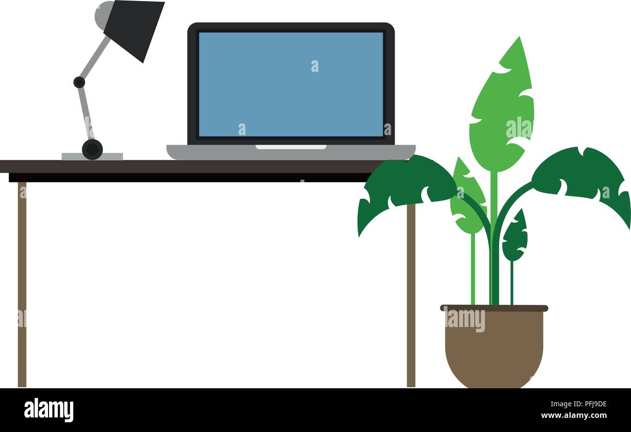 Office with computer Stock Vector Image & Art - Alamy