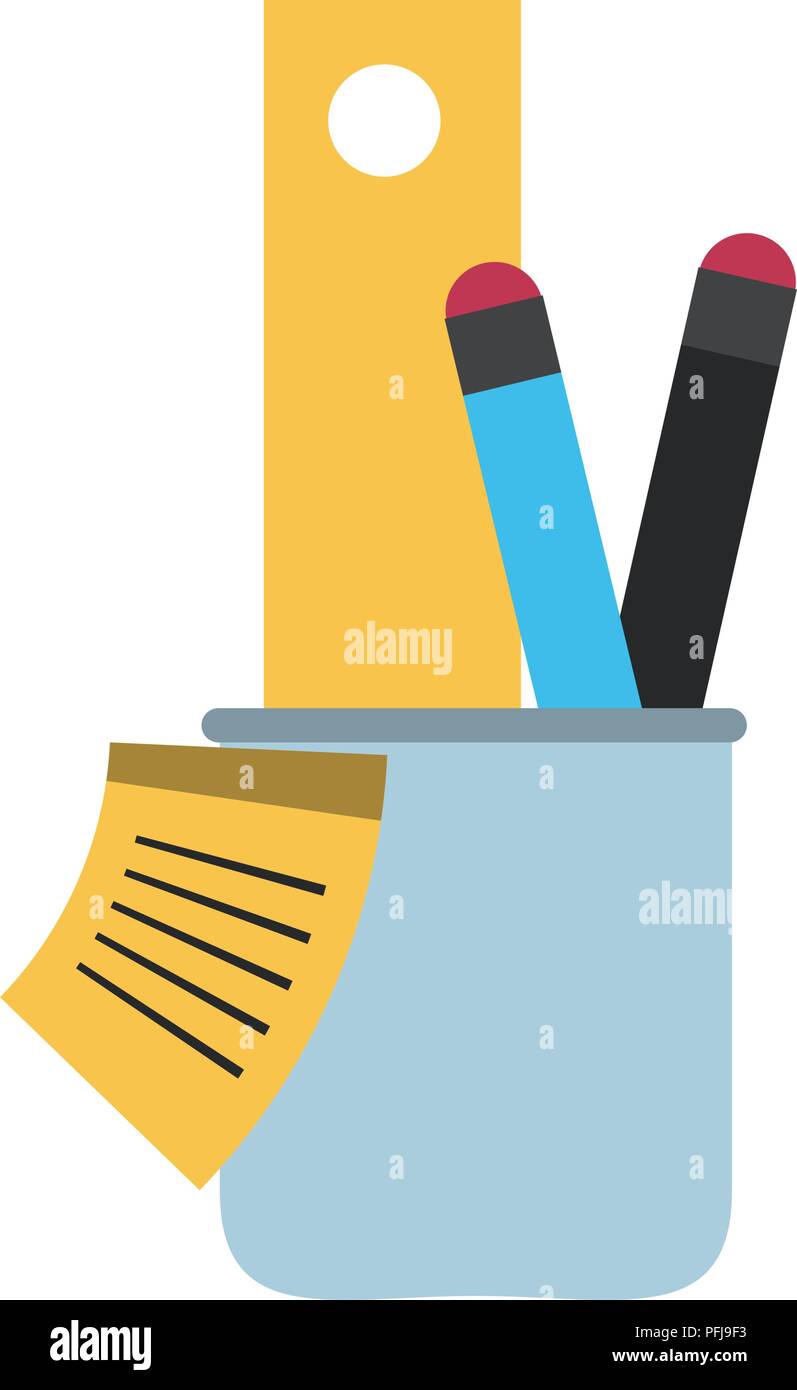 Pens and ruler inside cup Stock Vector Image & Art - Alamy