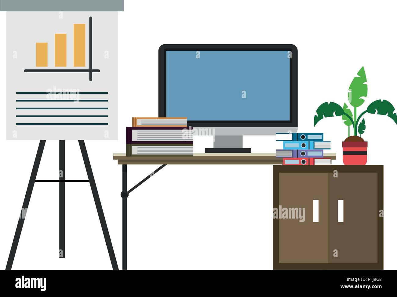 Office with computer Stock Vector Image & Art - Alamy