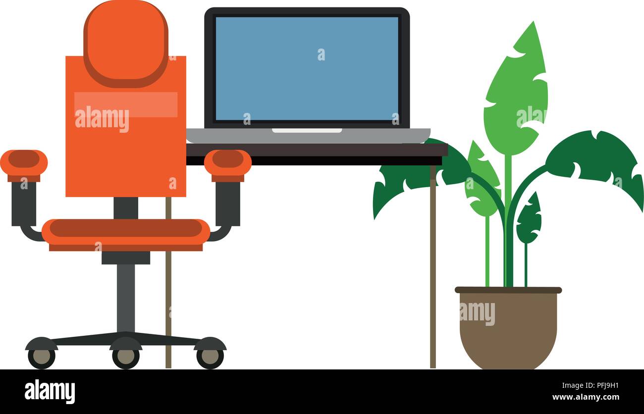 Office with computer Stock Vector Image & Art - Alamy