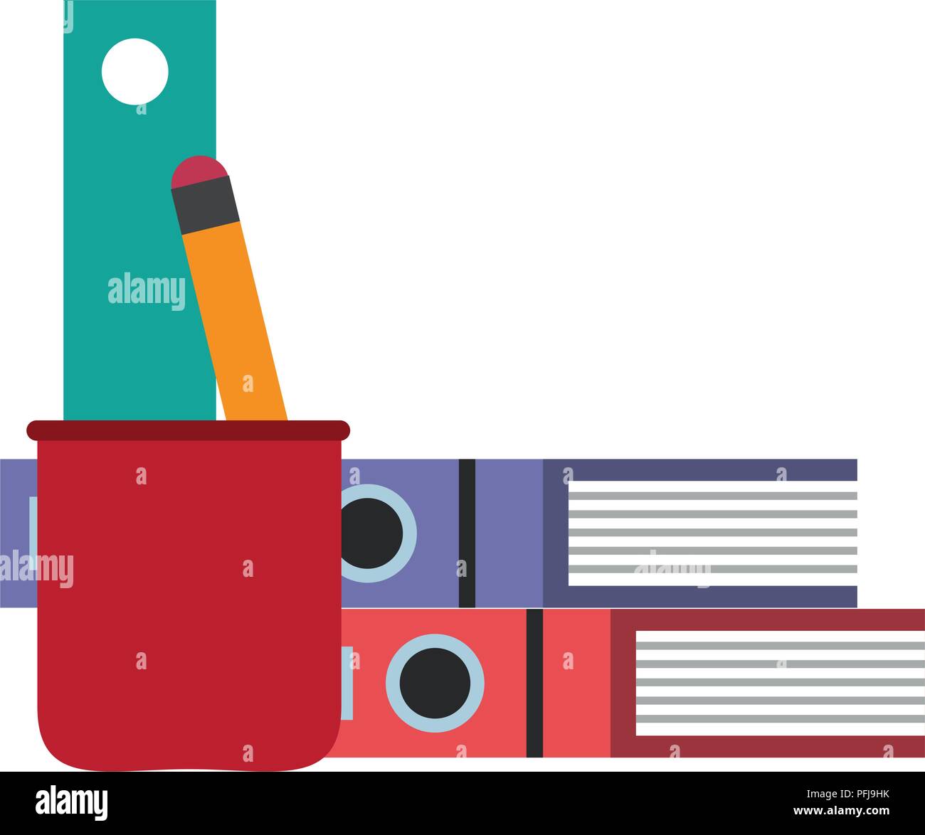 Books and cup with ruler and pencil Stock Vector Image & Art - Alamy