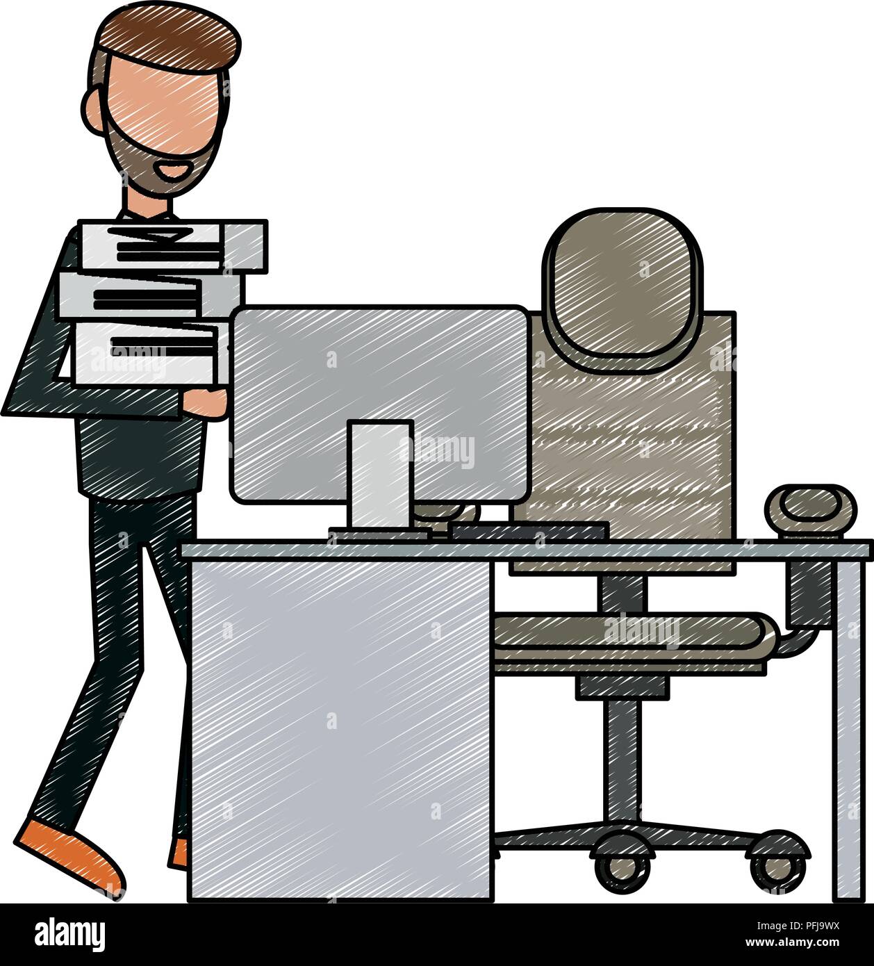 Businessman holding documents Stock Vector Images - Alamy