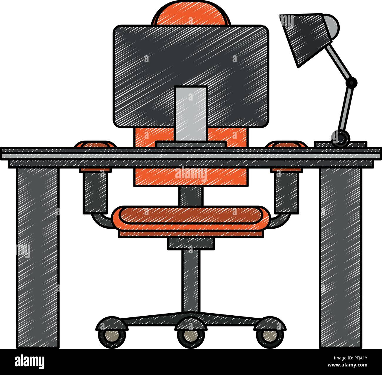 Office with computer scribble Stock Vector Image & Art - Alamy