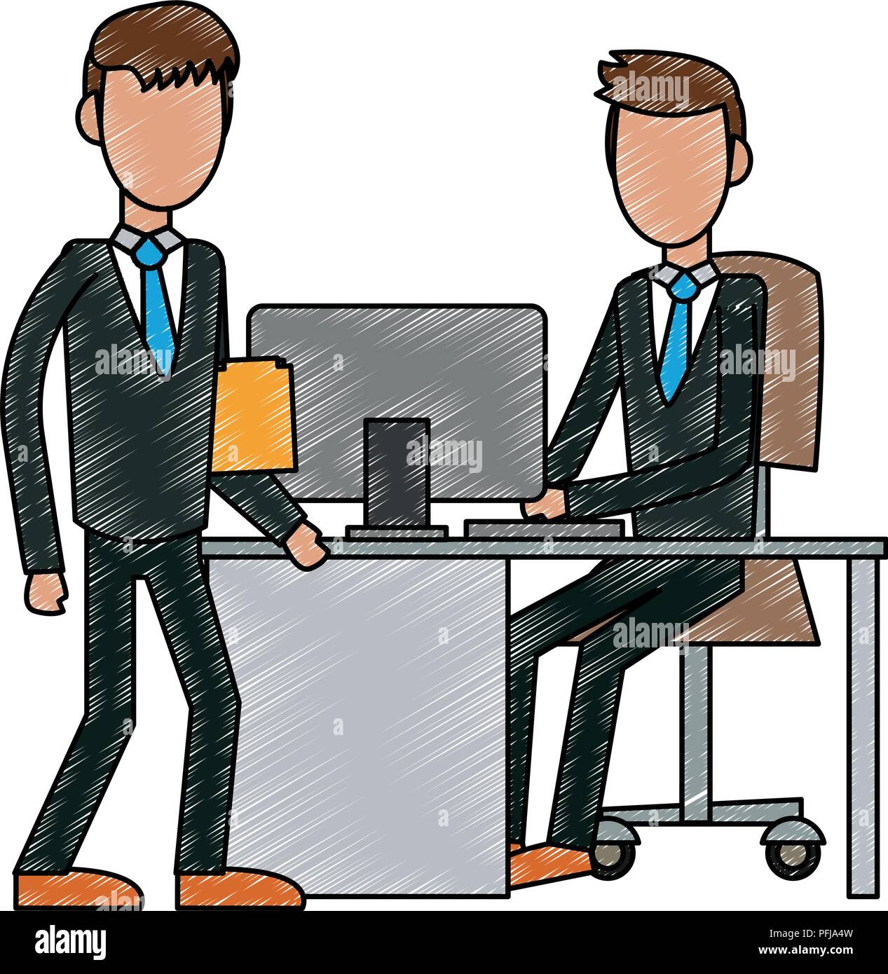Businessmens at office scribble Stock Vector Image & Art - Alamy