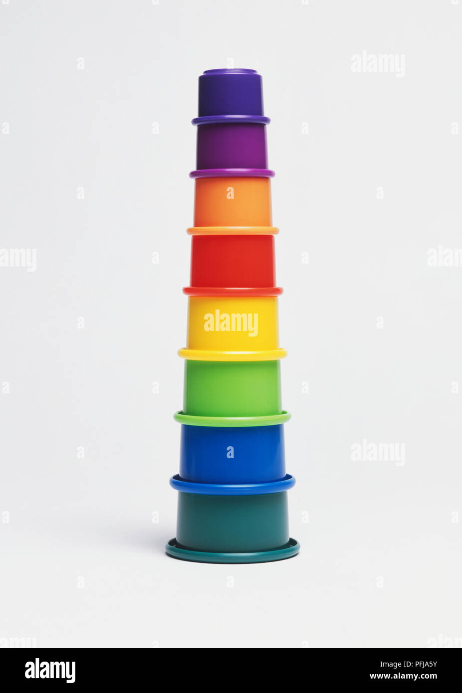 Stack of multi-coloured plastic containers Stock Photo - Alamy