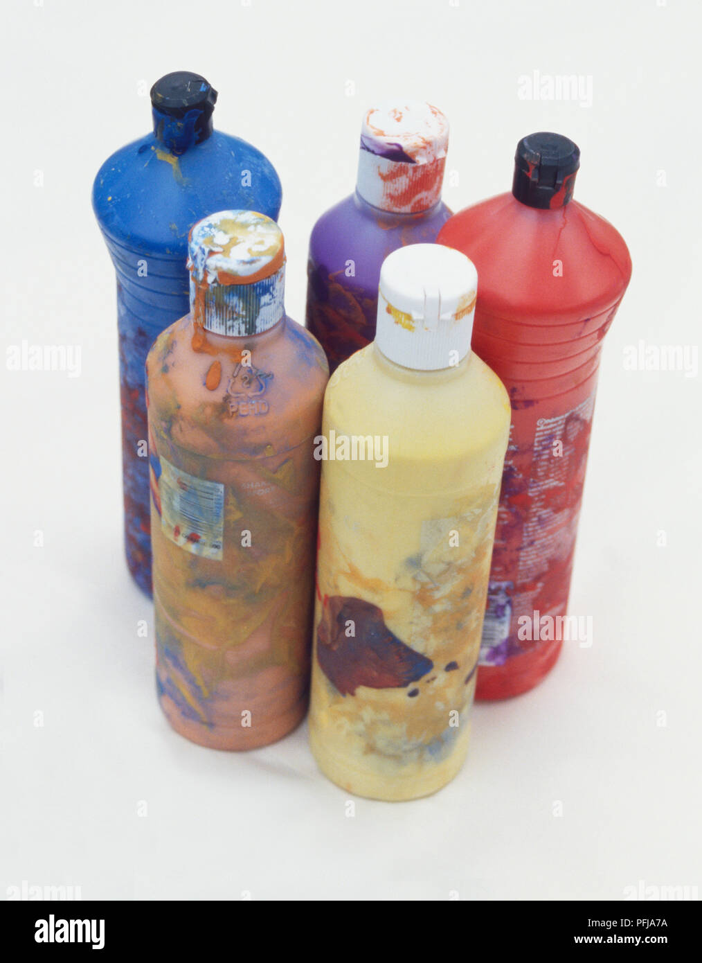 Five bottles of paint Stock Photo - Alamy