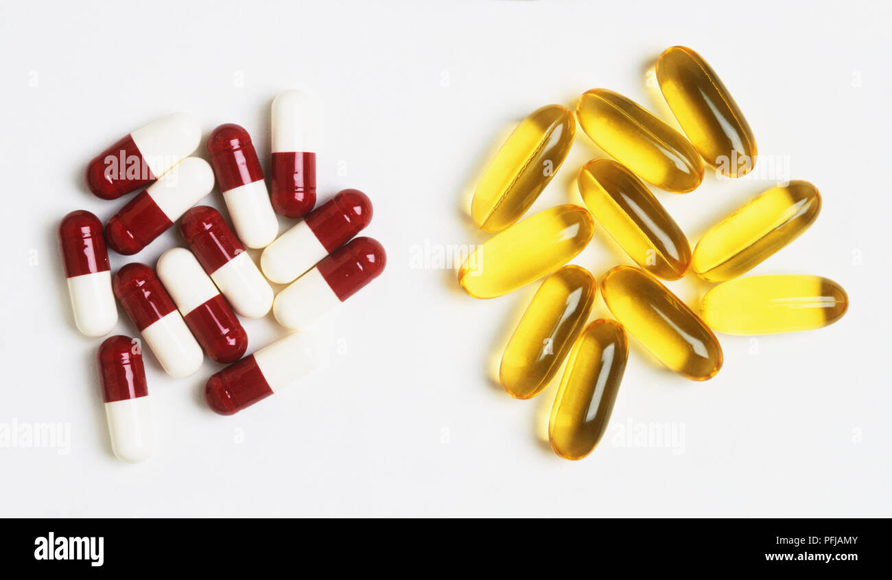 Capsule tablets and gel tablets Stock Photo - Alamy