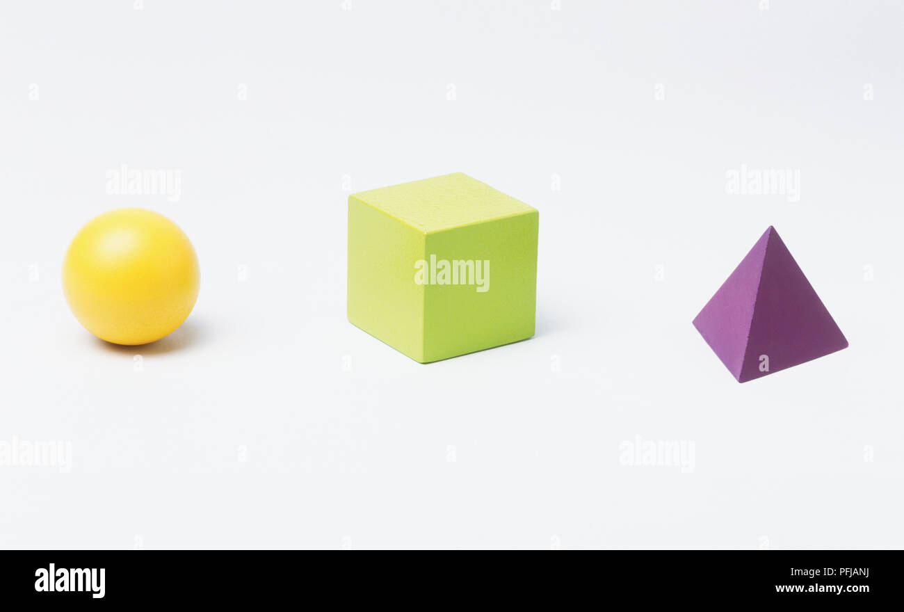 Geometrical shapes, including sphere, cube and pyramid Stock Photo - Alamy