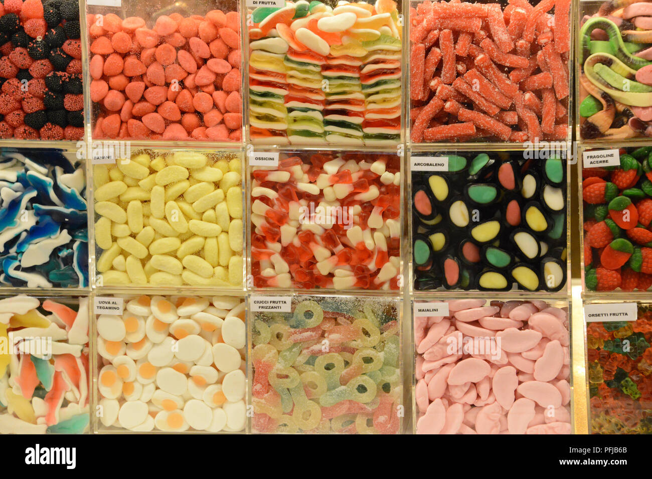 Sweet stall at a festival, Italy Stock Photo - Alamy