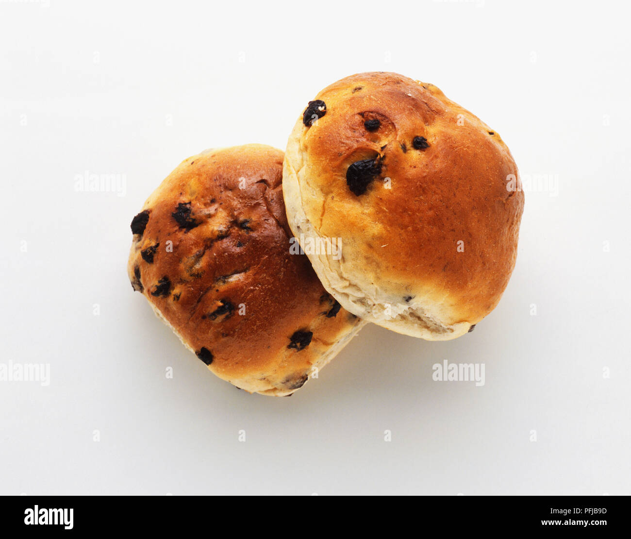 Two raisin buns, view from above Stock Photo - Alamy