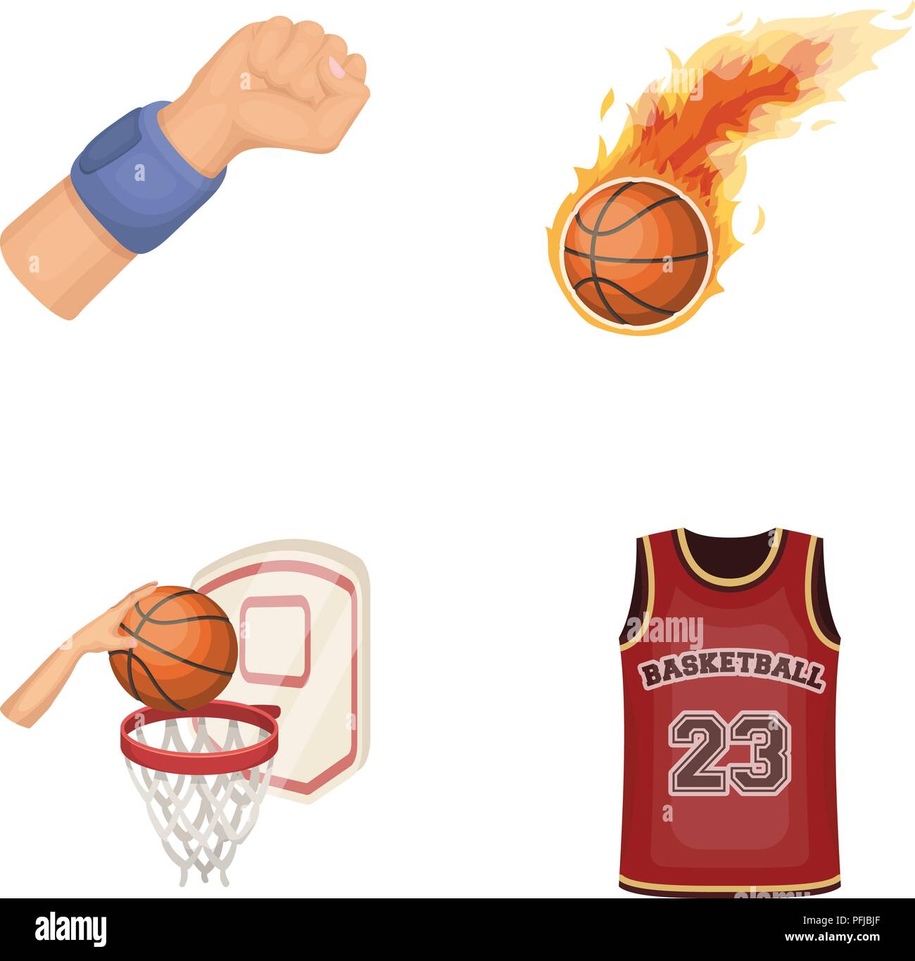 Basketball and attributes cartoon icons in set collection for design ...