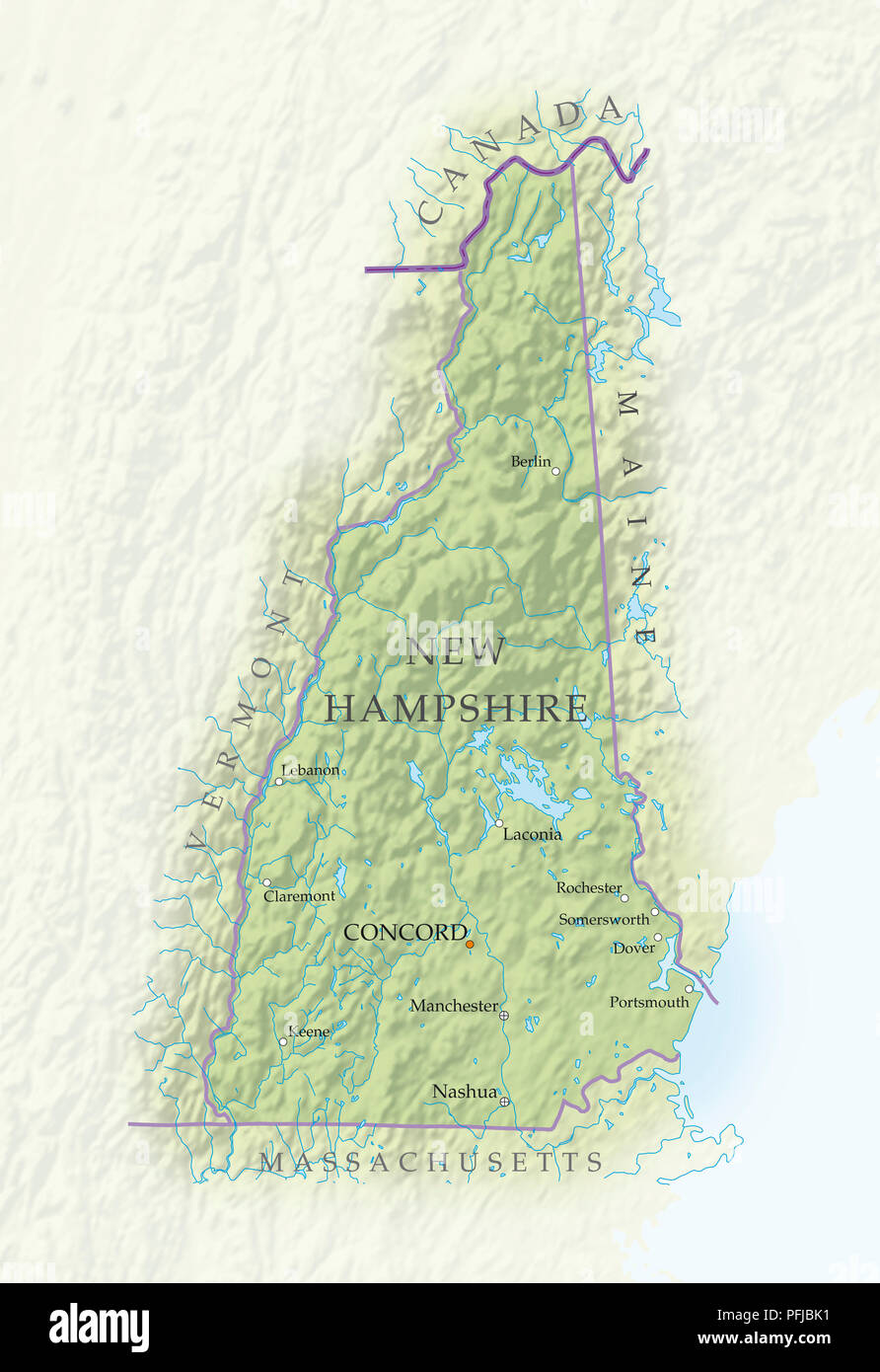 Map of New Hampshire, close-up Stock Photo - Alamy