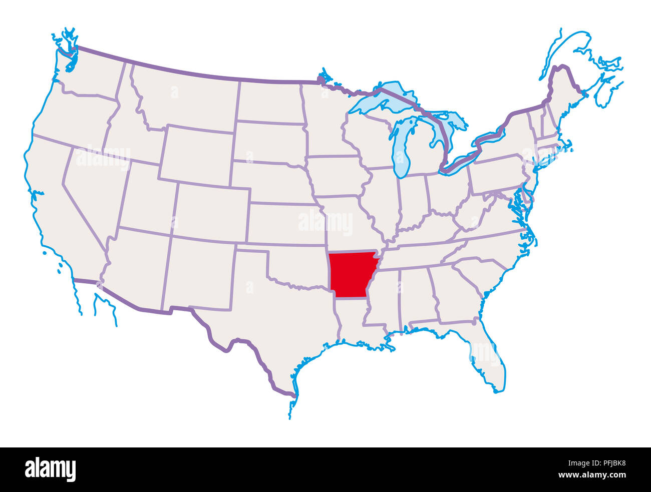 Map of USA, Arkansas highlighted in red, close-up Stock Photo - Alamy Map of USA, Arkansas highlighted in red, close-up Stock Photo - Alamy