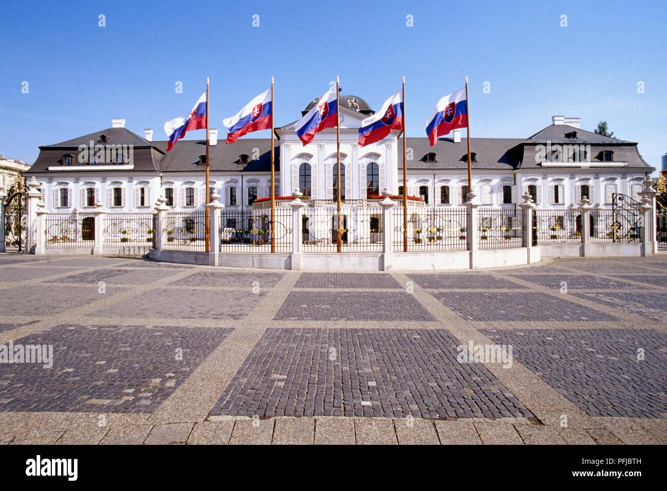 Slovakia, Bratislava, Grassalkovich Palace, Baroque facade with ...