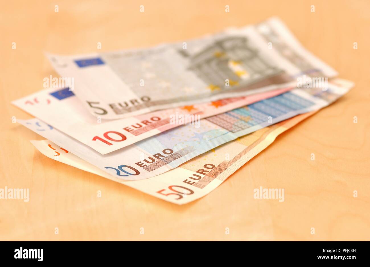 Four different Euro banknotes Stock Photo - Alamy