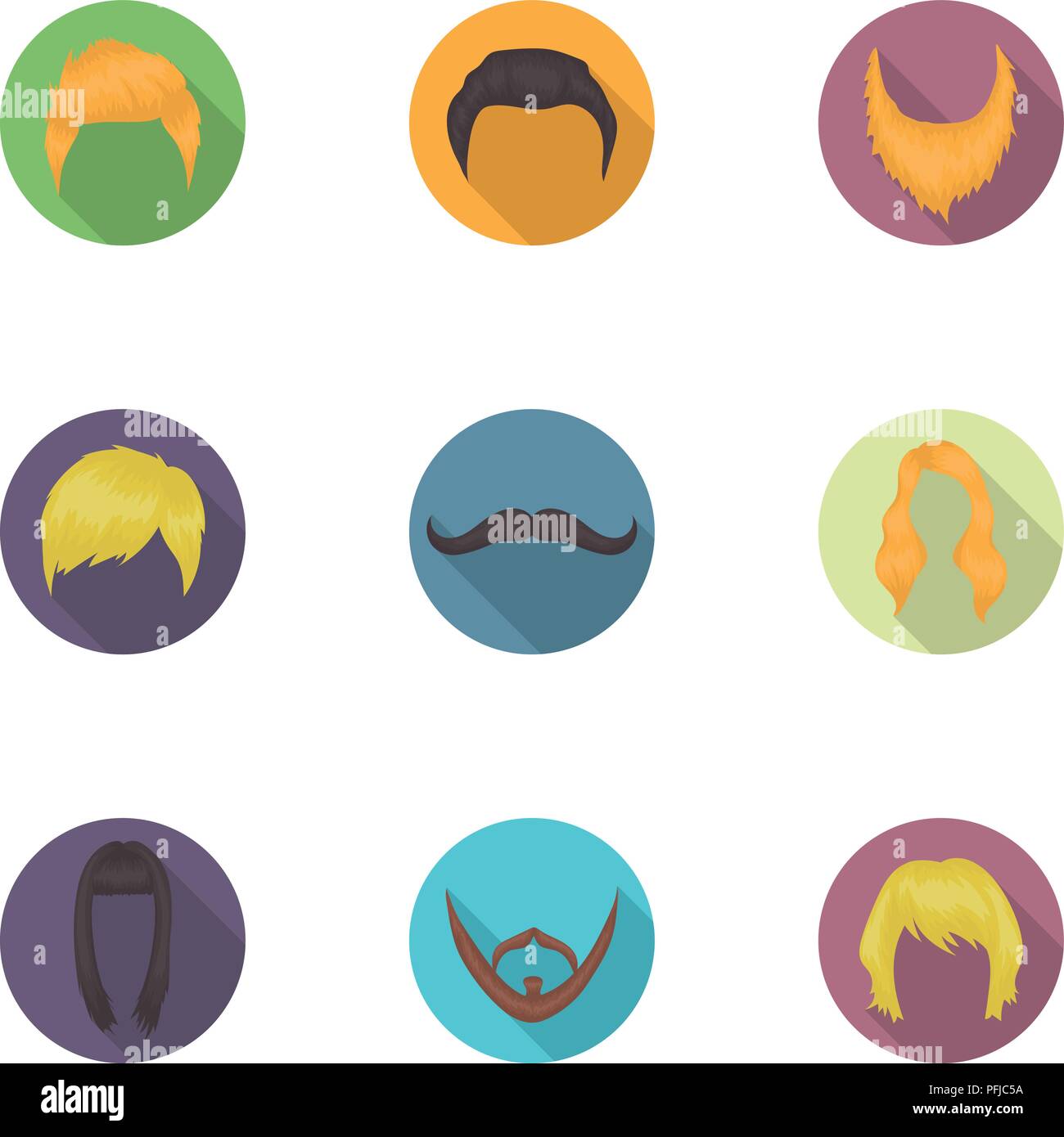 Beard set icons in flat style. Big collection of beard vector symbol ...