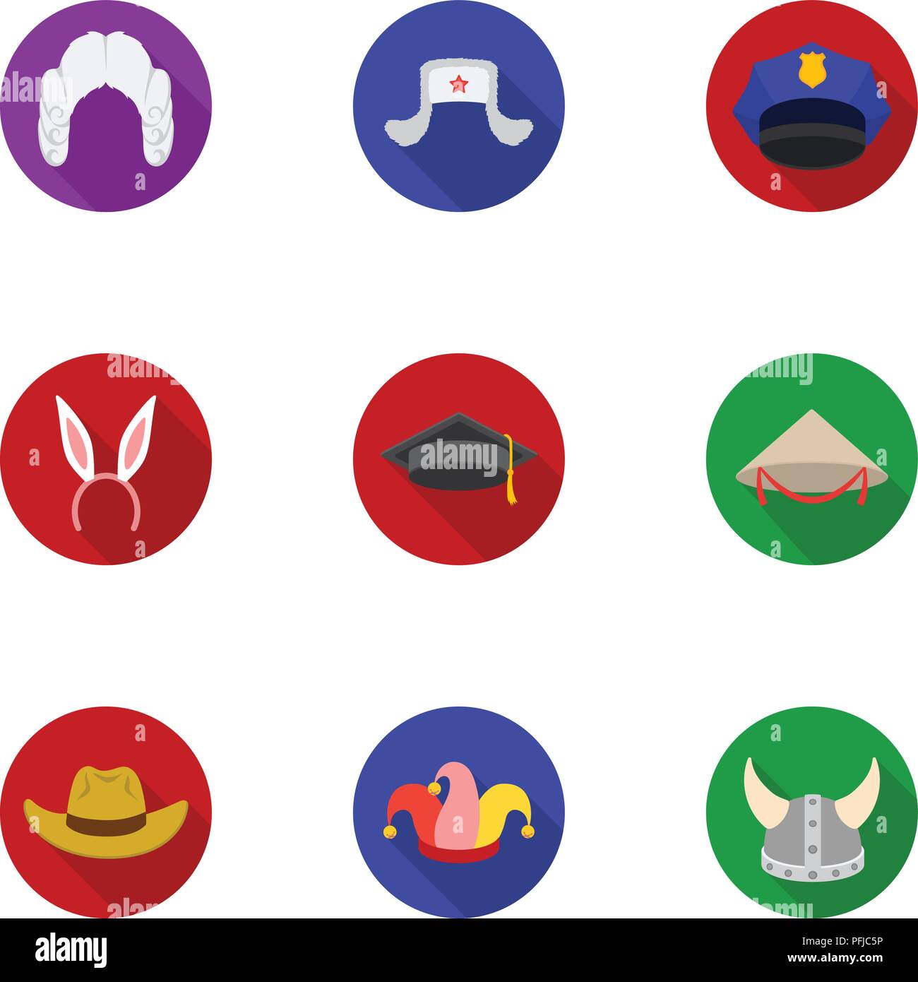 Hats set icons in flat style. Big collection of hats vector symbol ...