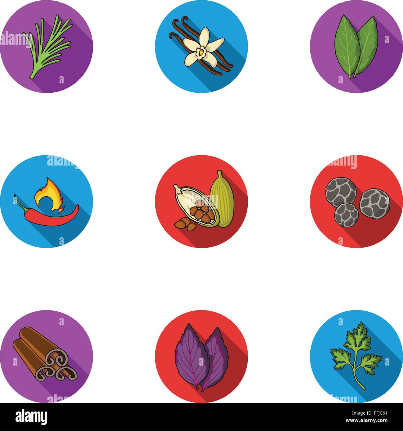 Herb and spices set icons in flat style. Big collection of herb and ...