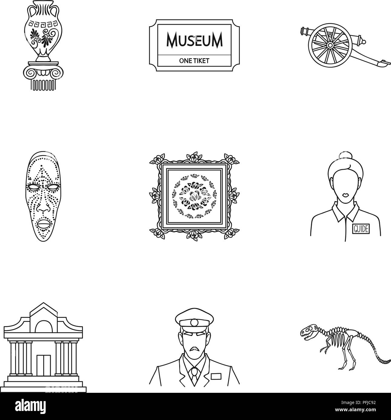 Museum set icons in outline style. Big collection of museum vector ...