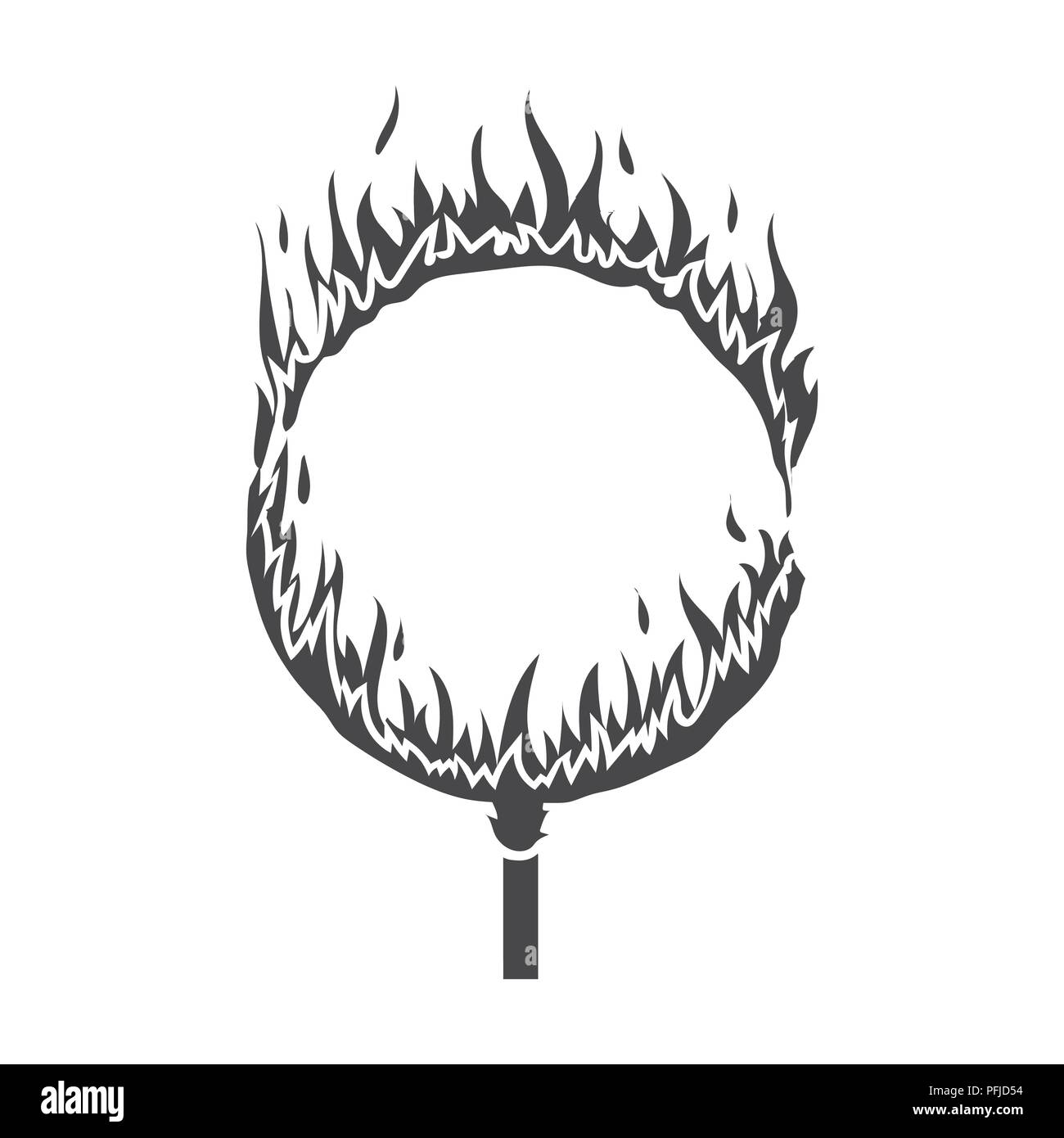 Burning hoop icon in black style isolated on white background. Circus ...