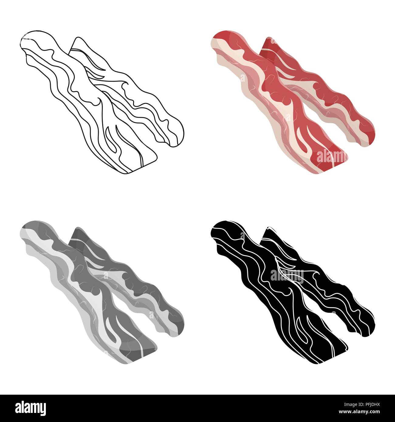 Bacon icon in cartoon style isolated on white background. Meats symbol ...