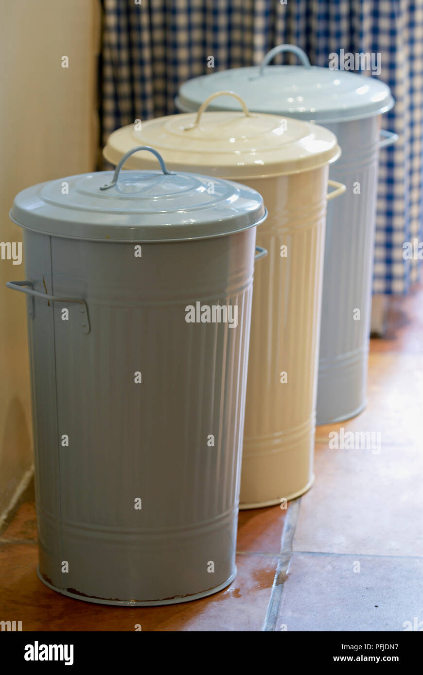Three bins in a row Stock Photo - Alamy
