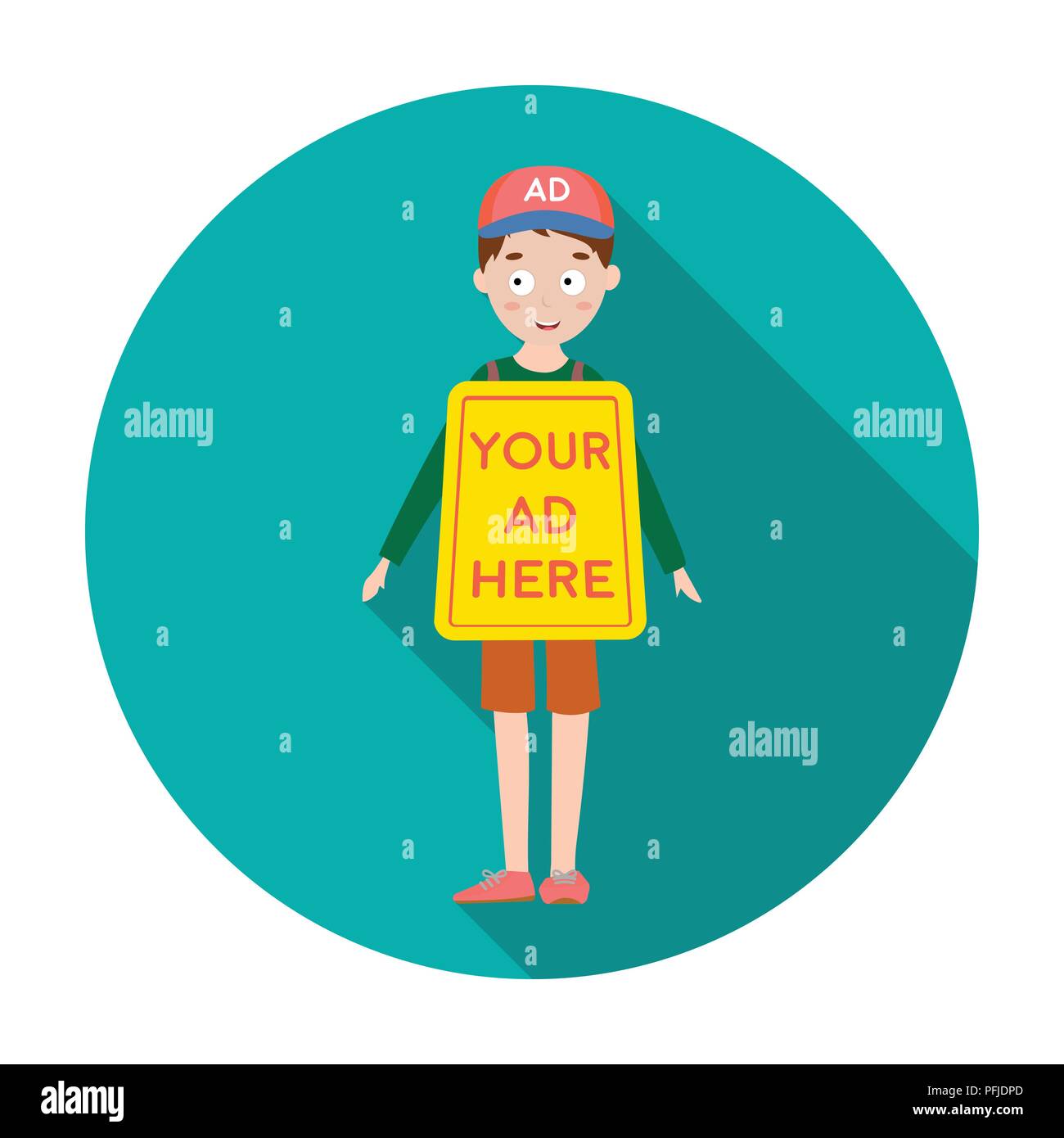 Human billboard icon in flat style isolated on white background ...