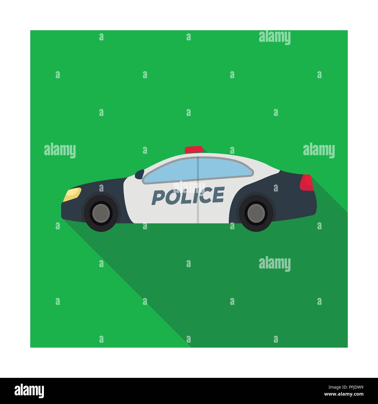 Police car icon in flat design isolated on white background. Police ...