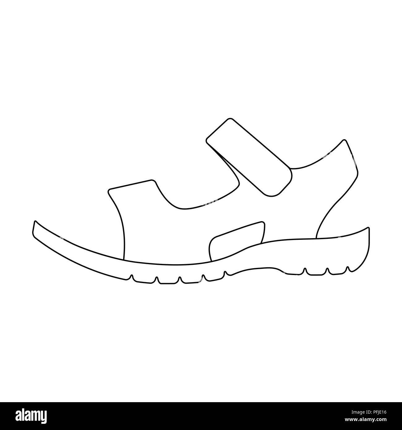 Men summer brown leather sandals on a bare foot.Different shoes single ...