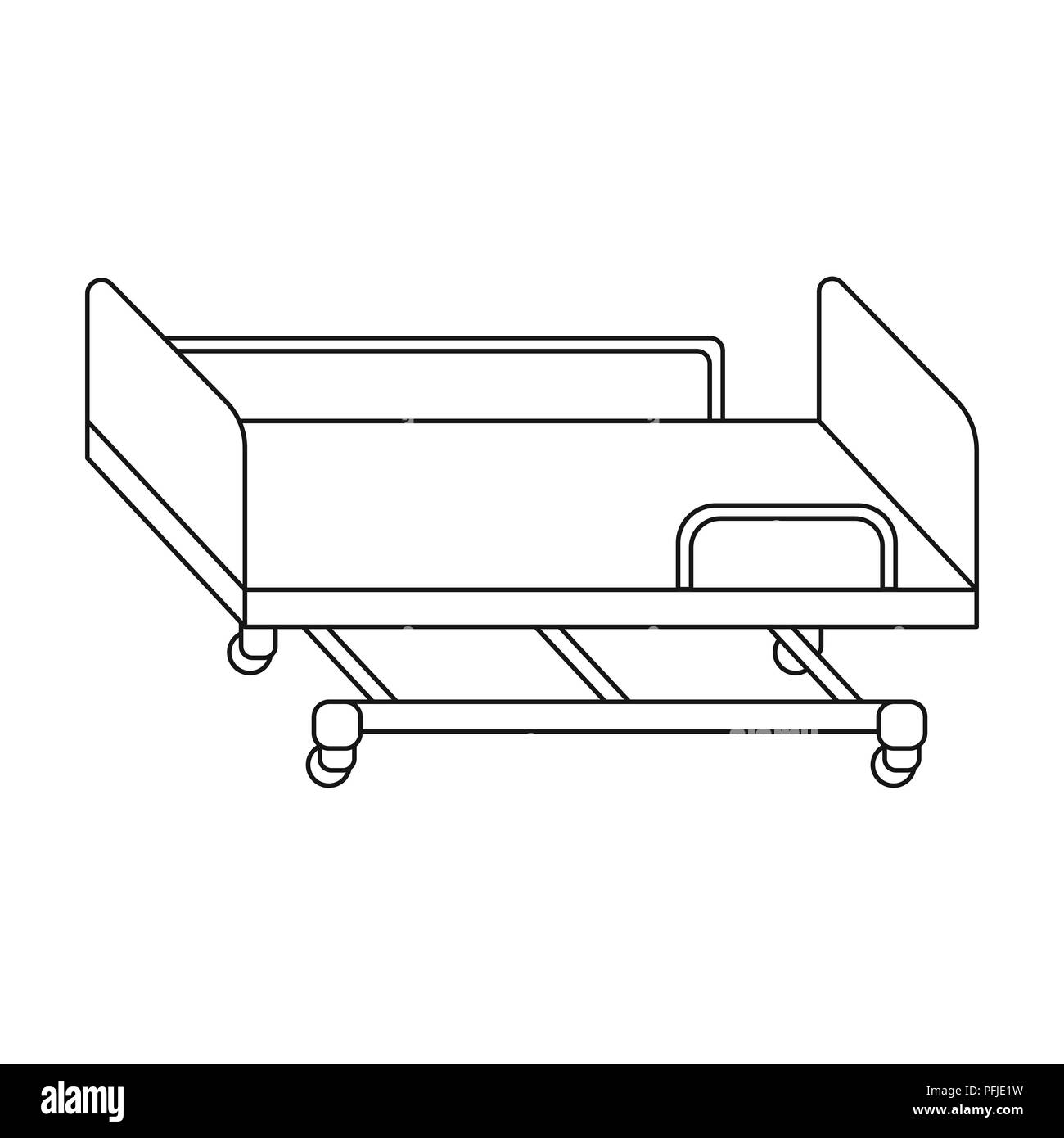 Hospital gurney icon in outline style isolated on white background ...