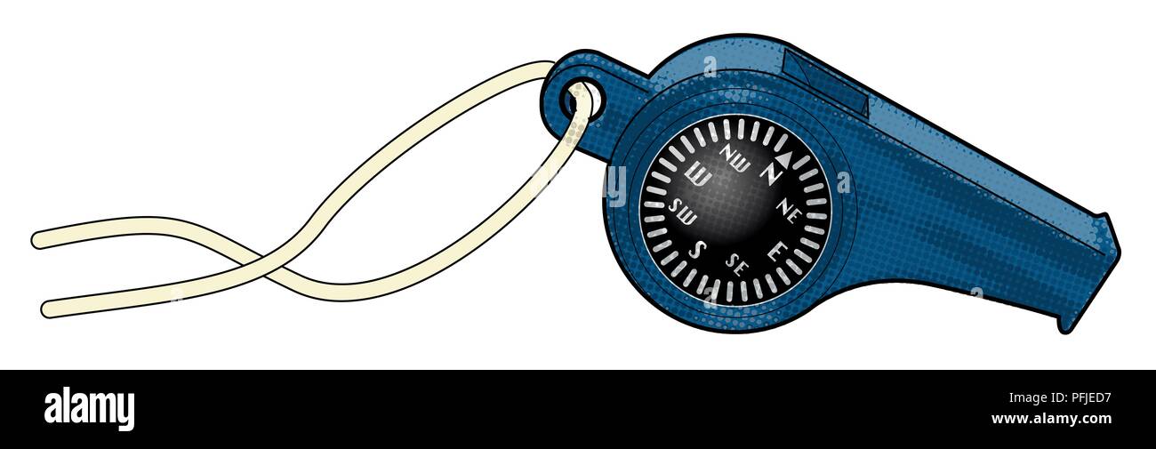Digital illustration of whistle with compass on side Stock Photo - Alamy