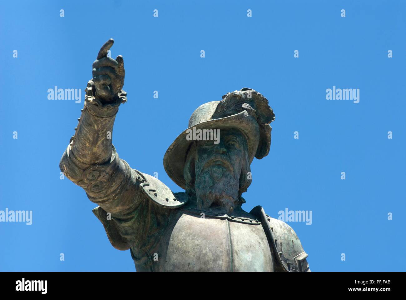 Puerto Rico, San Juan, Plaza de San Jose, statue of Juan Ponce de Leon ...