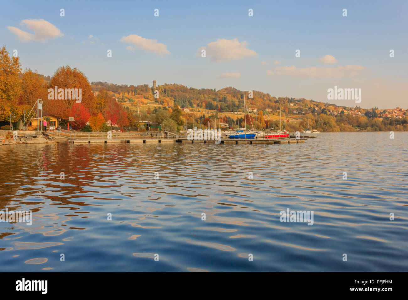 Lake Viverone is the third largest lake in Piedmont in Italy , It is a ...