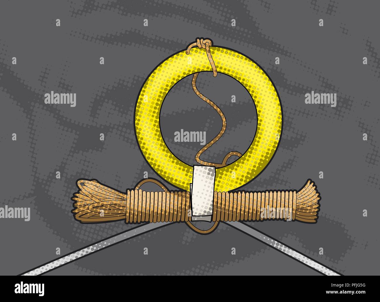 Digital illustration of bright yellow rescue quoit and line Stock Photo ...