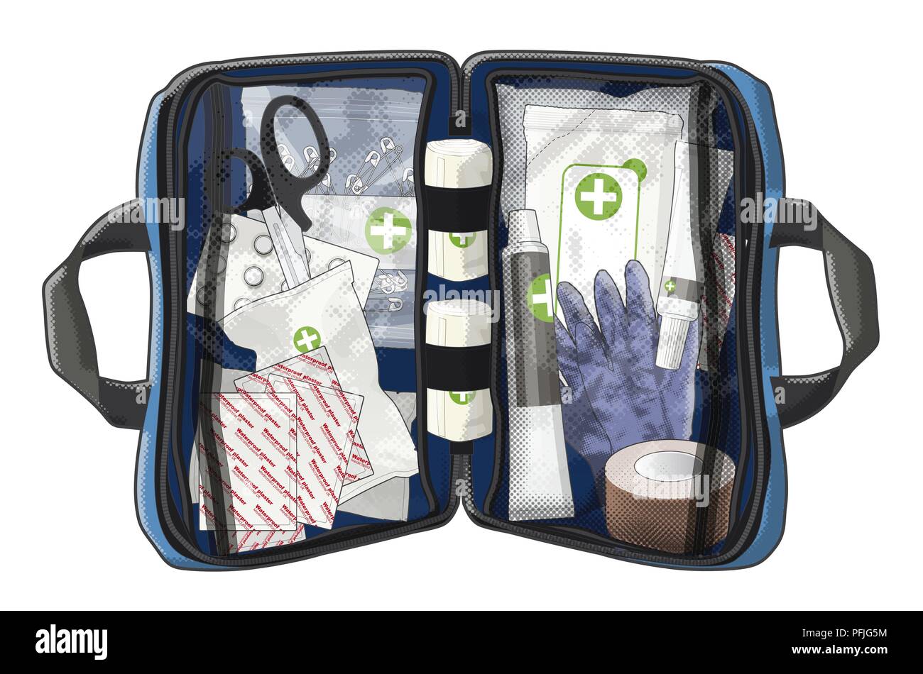 Digital illustration of basic first aid kit Stock Photo - Alamy
