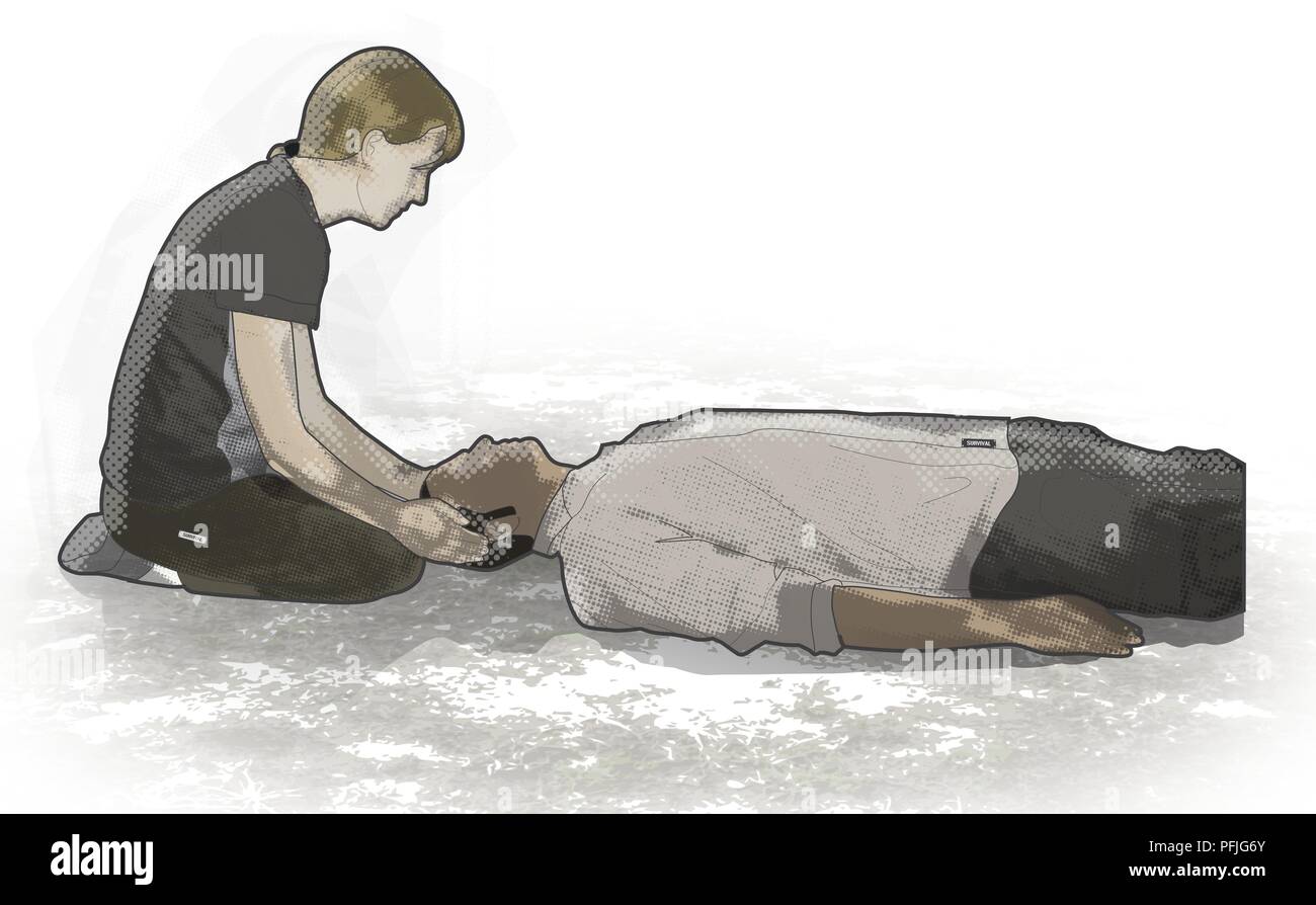 Digital composite of woman kneeling behind man with spinal injury ...