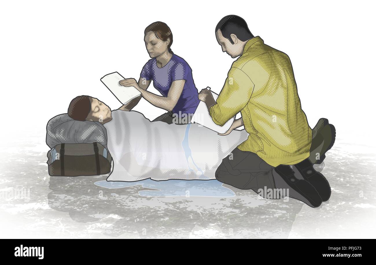 Digital composite of man and woman fanning face and pouring cold water ...