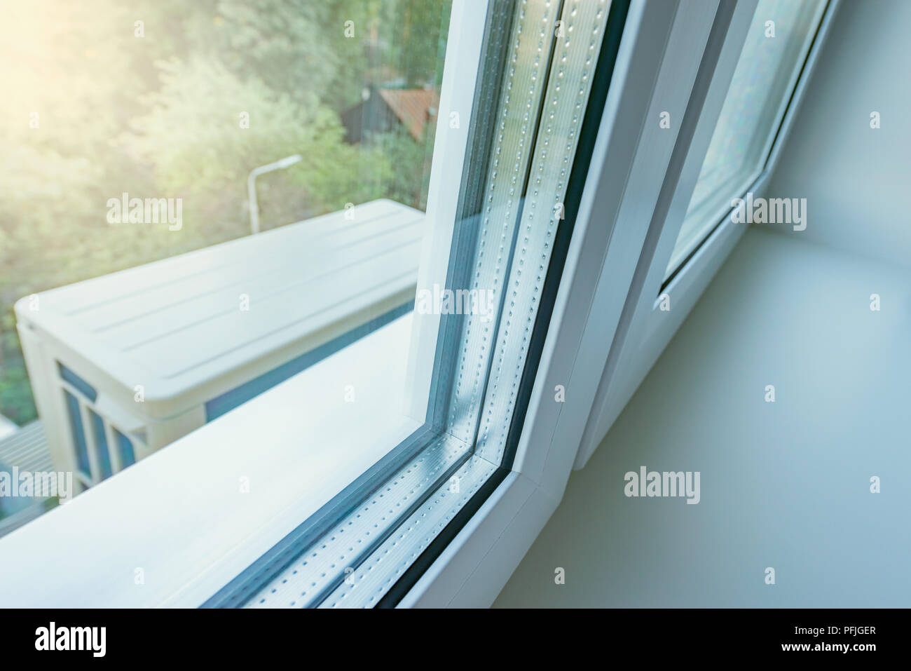 Closed window in the new modern flat Stock Photo - Alamy